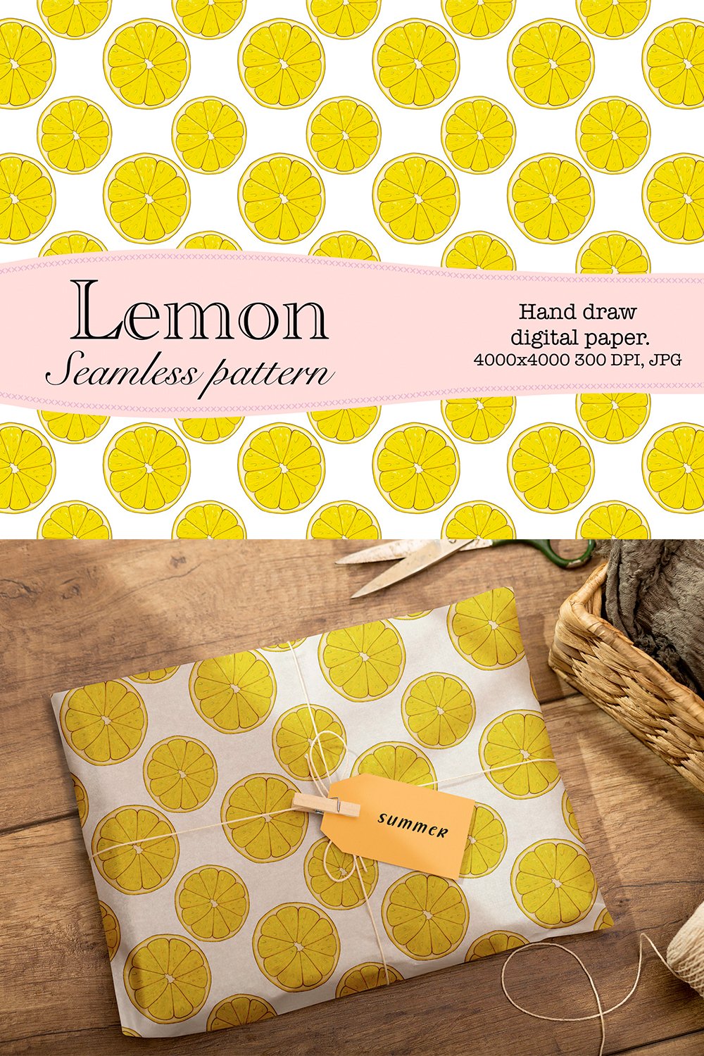 Citrus seamless pattern.Summer Fruit digital Paper,lemon