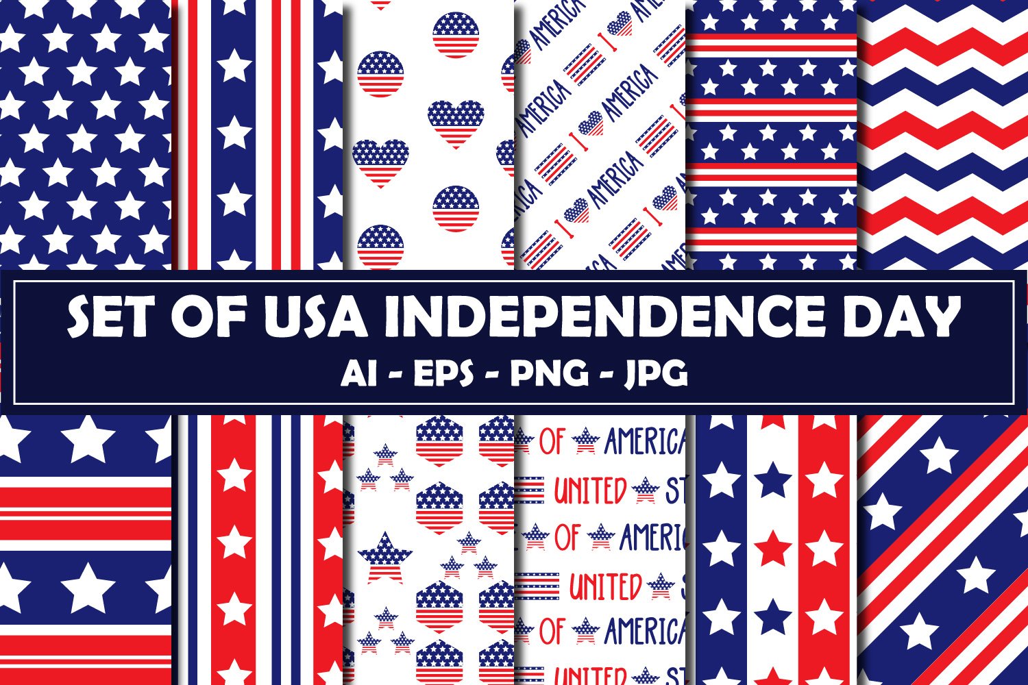 Set Of USA Independence Day Pattern