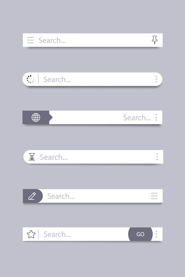 Search bar. Address search field, interface bar ui