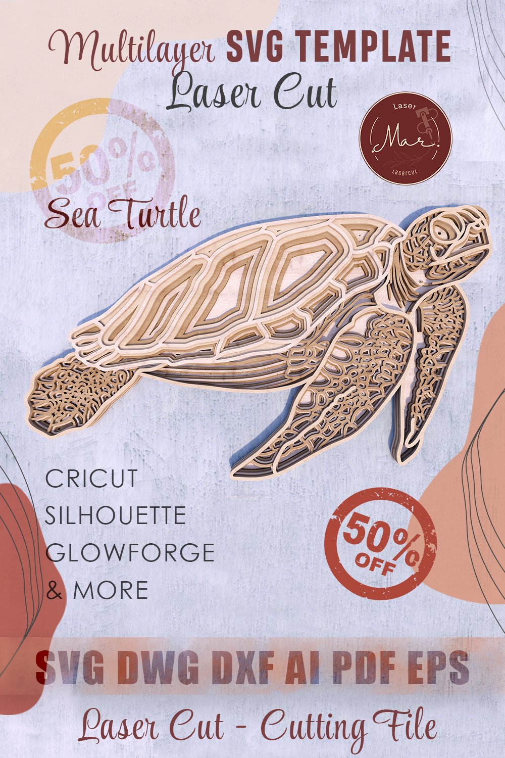 TURTLE 3D Multilayer SVG Laser Cut Designs Vectors