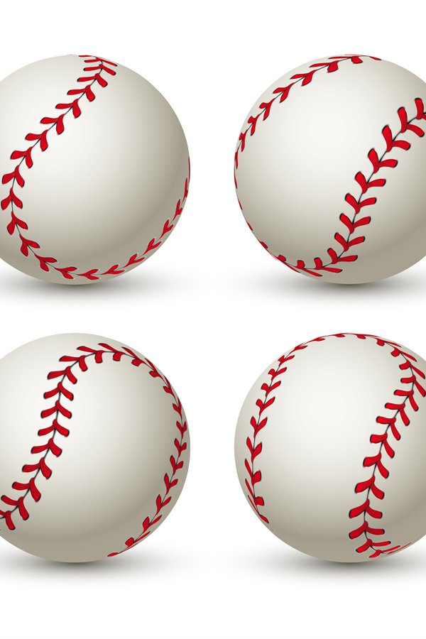 Realistic baseball ball. Leather 3D softball white ball mock