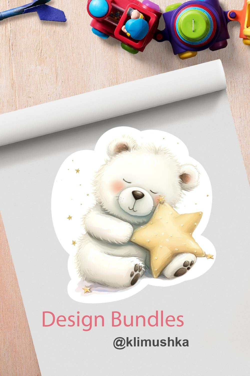 Plush Teddy with big star sticker | Printable Sticker Sheet