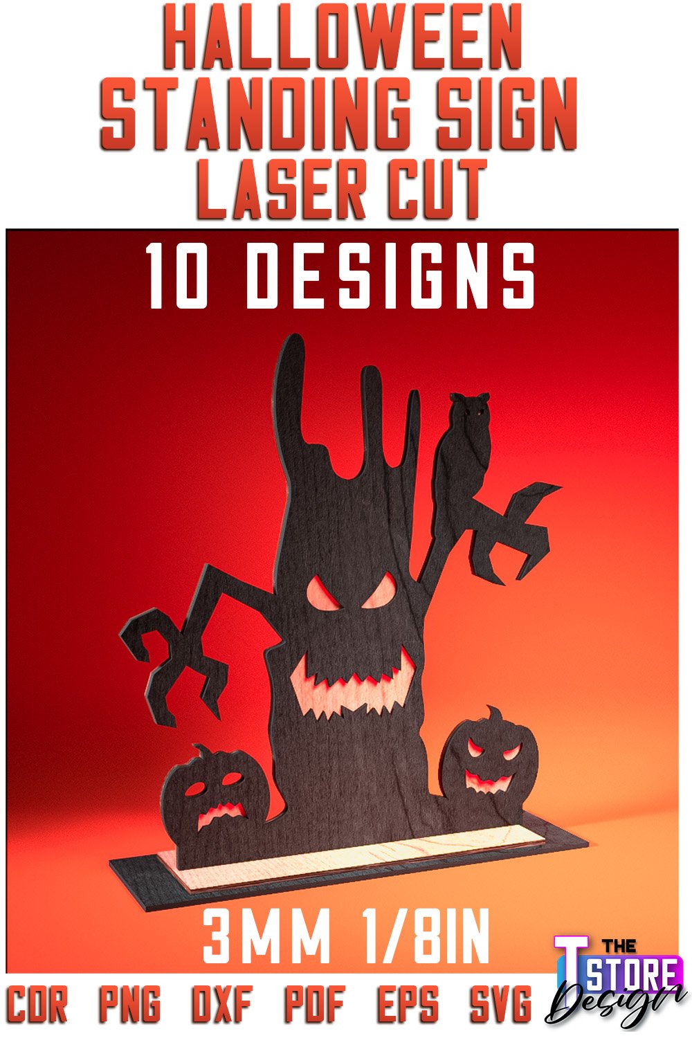 Halloween Standing Sign Laser Cut SVG |Spooky Sign (2686194)