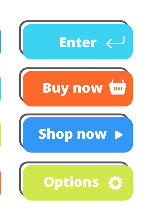 Action buttons set. Vector flat web buttons design