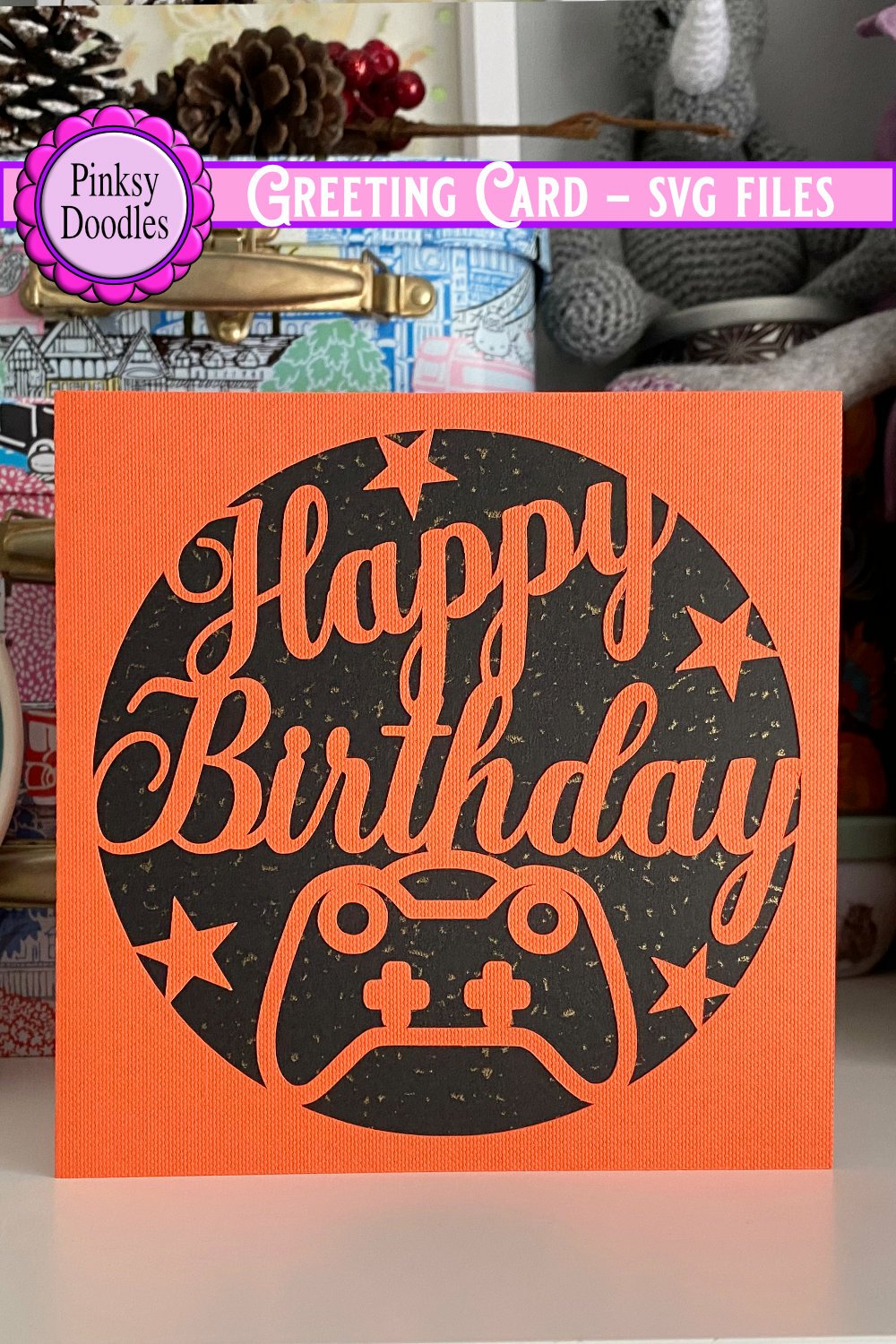Happy Birthday card with game controller svg cut files