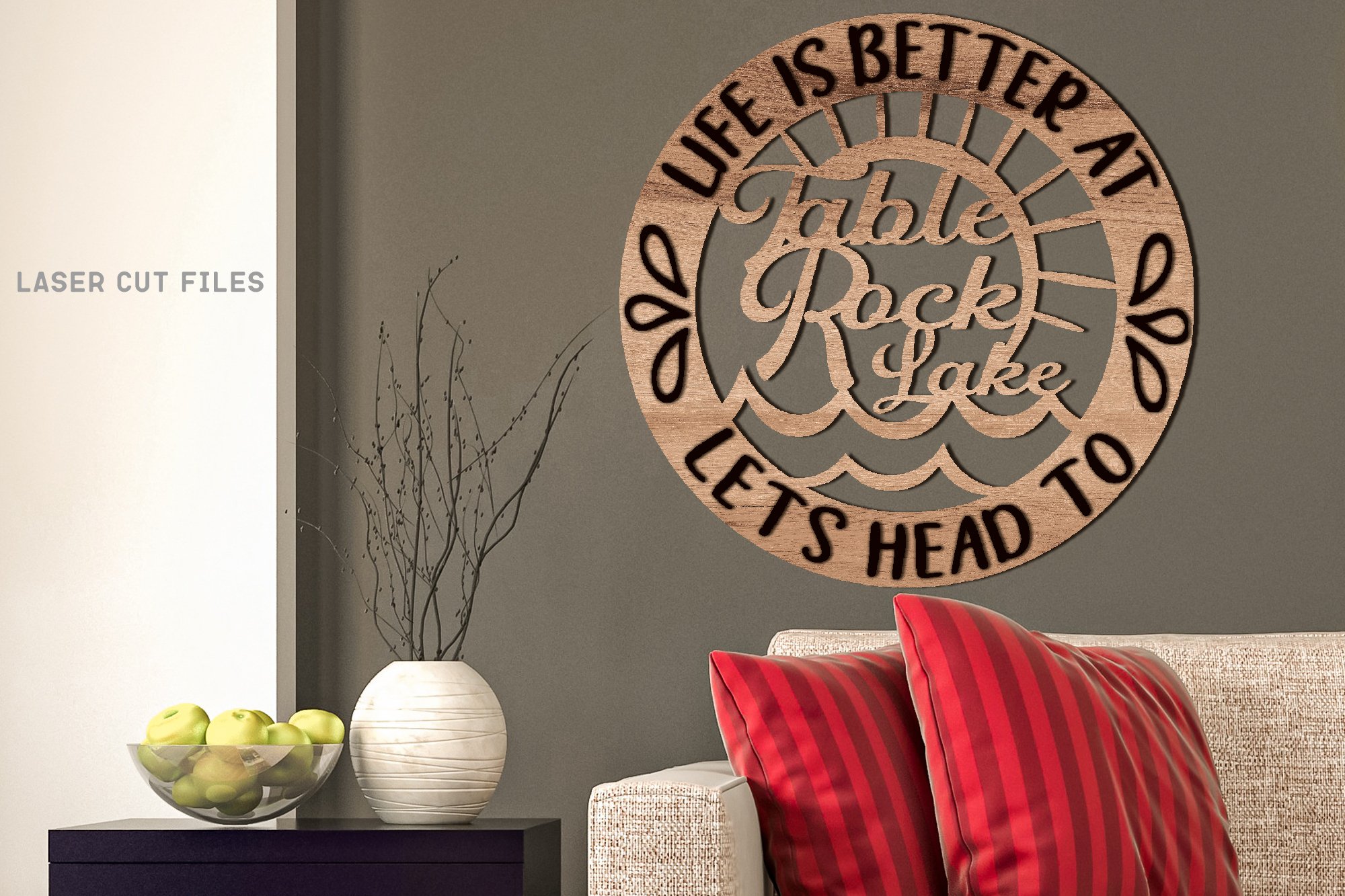 Table Rock Lake Quote Round Sign SVG Glowforge Laser Files