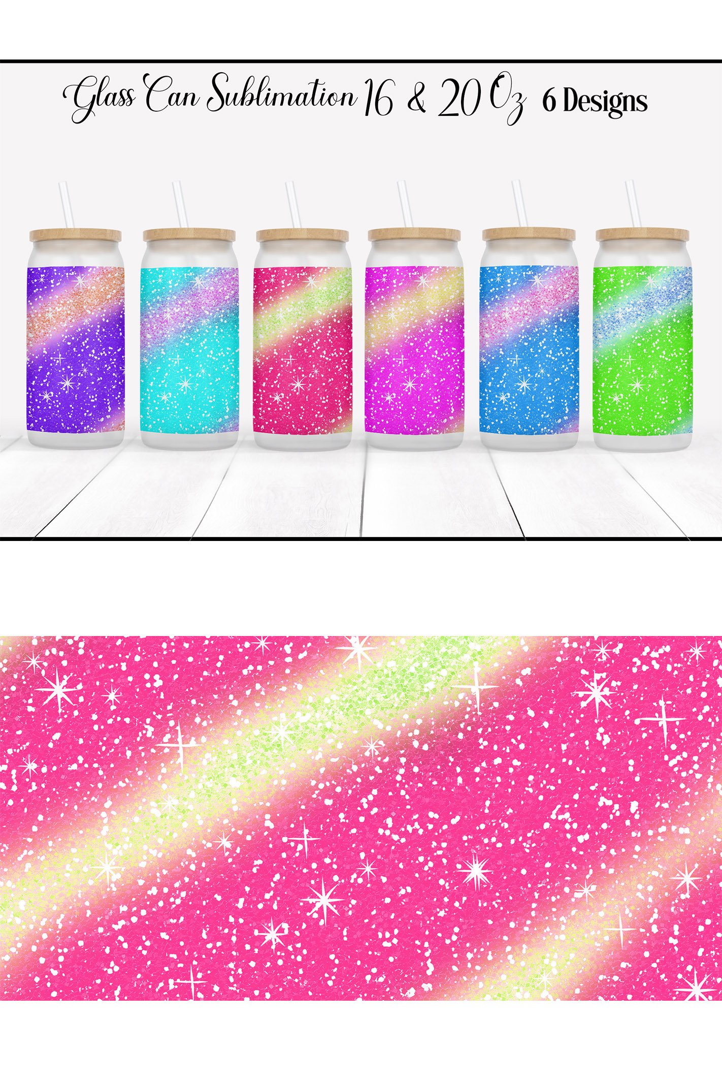 Multicolored Glitter Glass Can| Beer Can Glass Wrap
