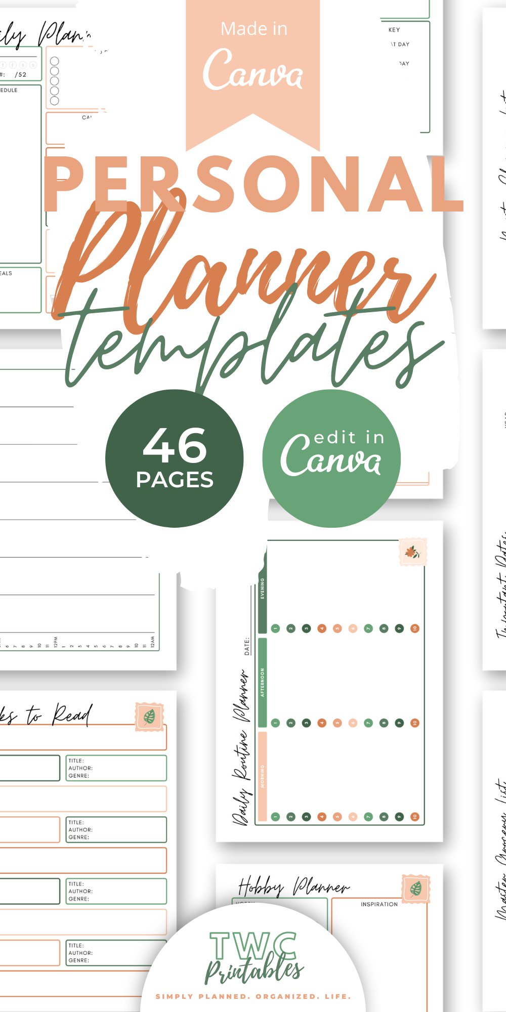 personal planner canva templates