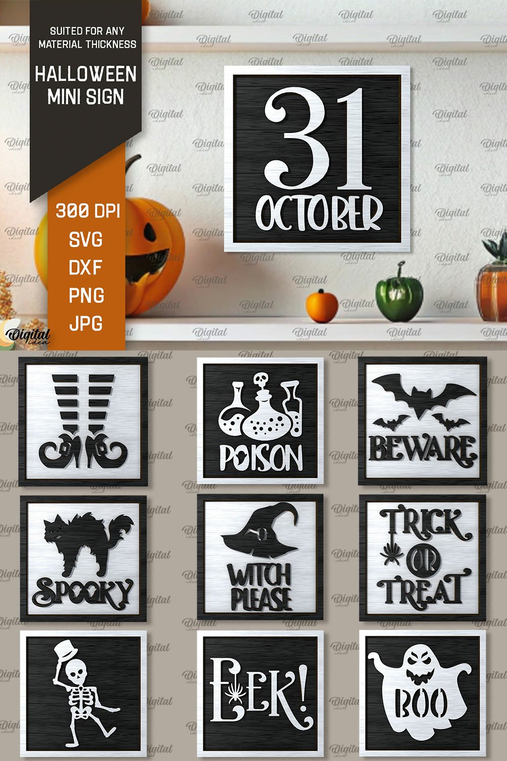Halloween Mini Signs Laser Cut Bundle. Halloween Decor SVG