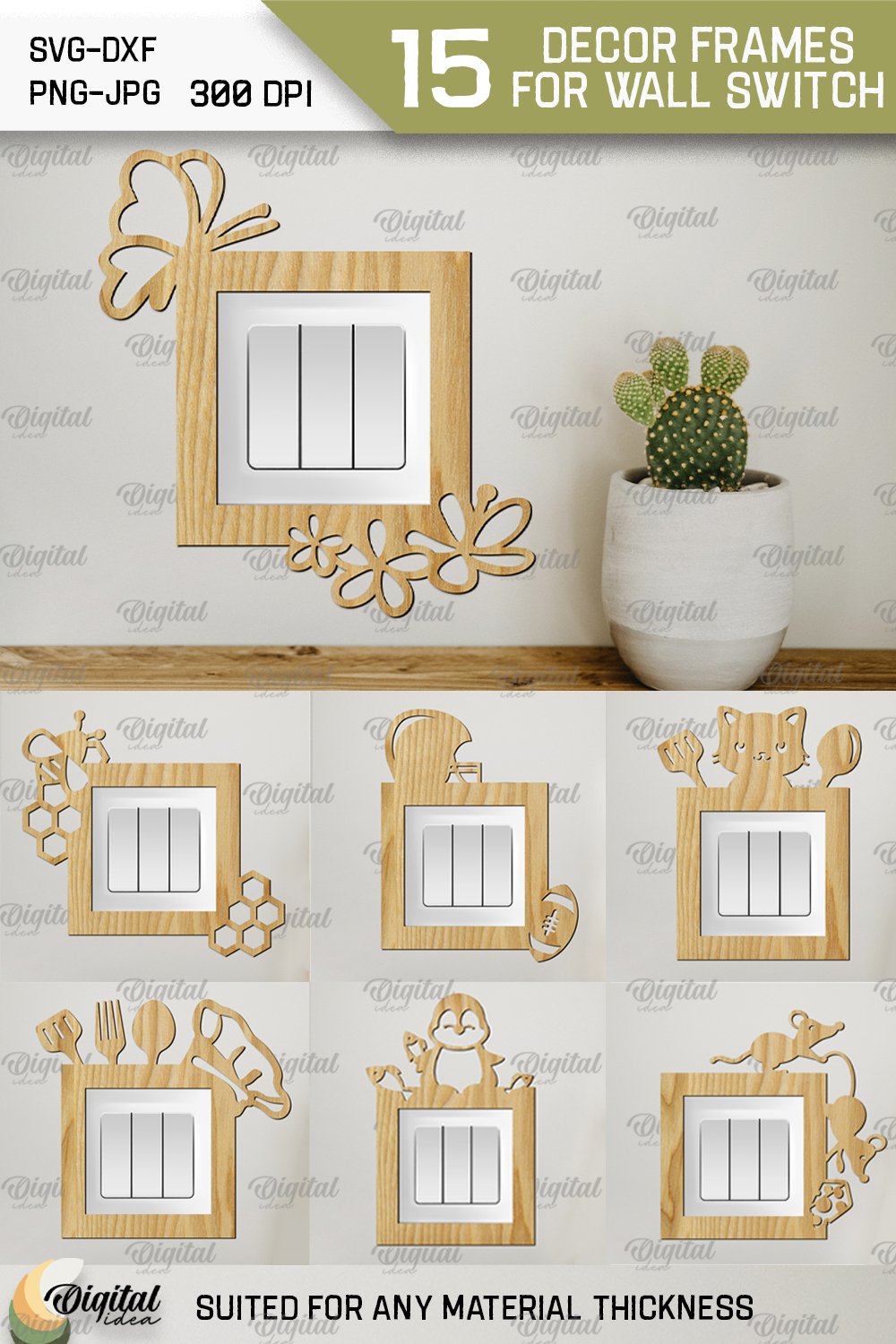 Decor Frame For Wall Switch SVG Bundle. Home Decor Laser Cut