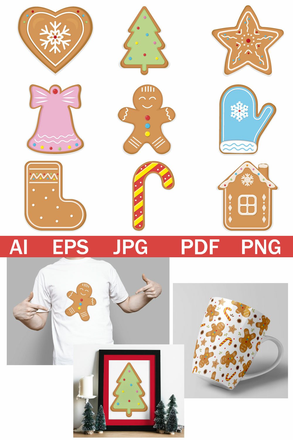 Christmas Ginger cookies, festive clipart