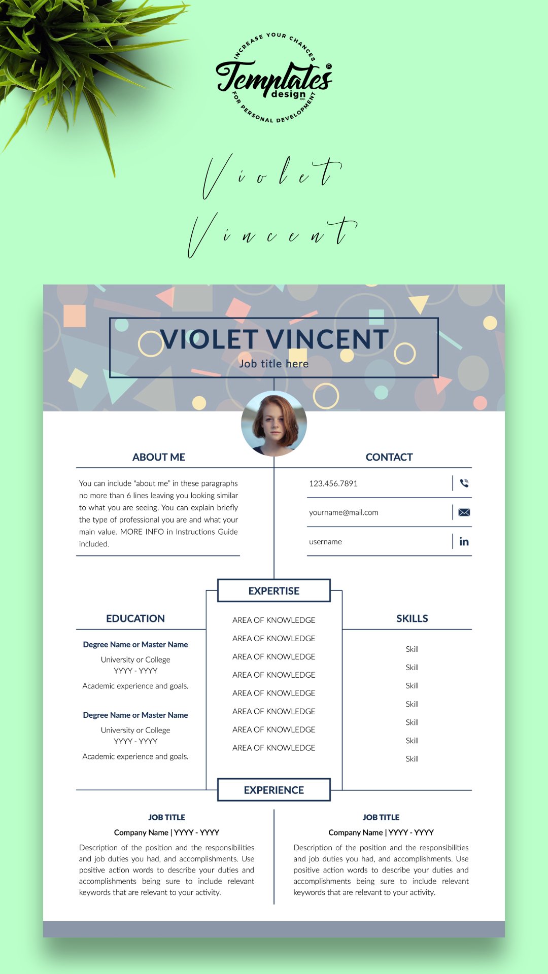 Creative Resume CV Template for Word & Pages (740379)