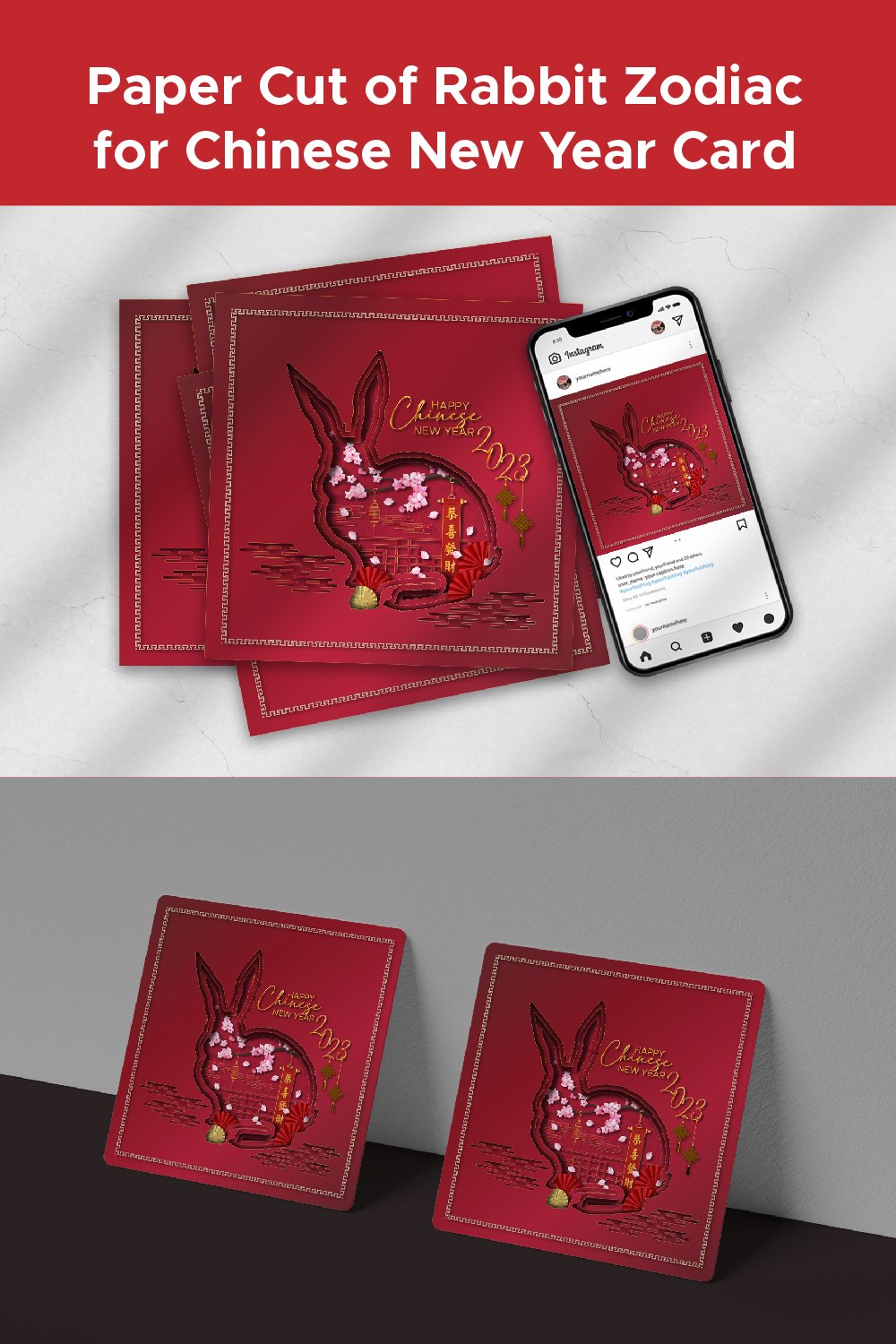 Paper Cut of Rabbit Zodiac for Chinese New Year Card