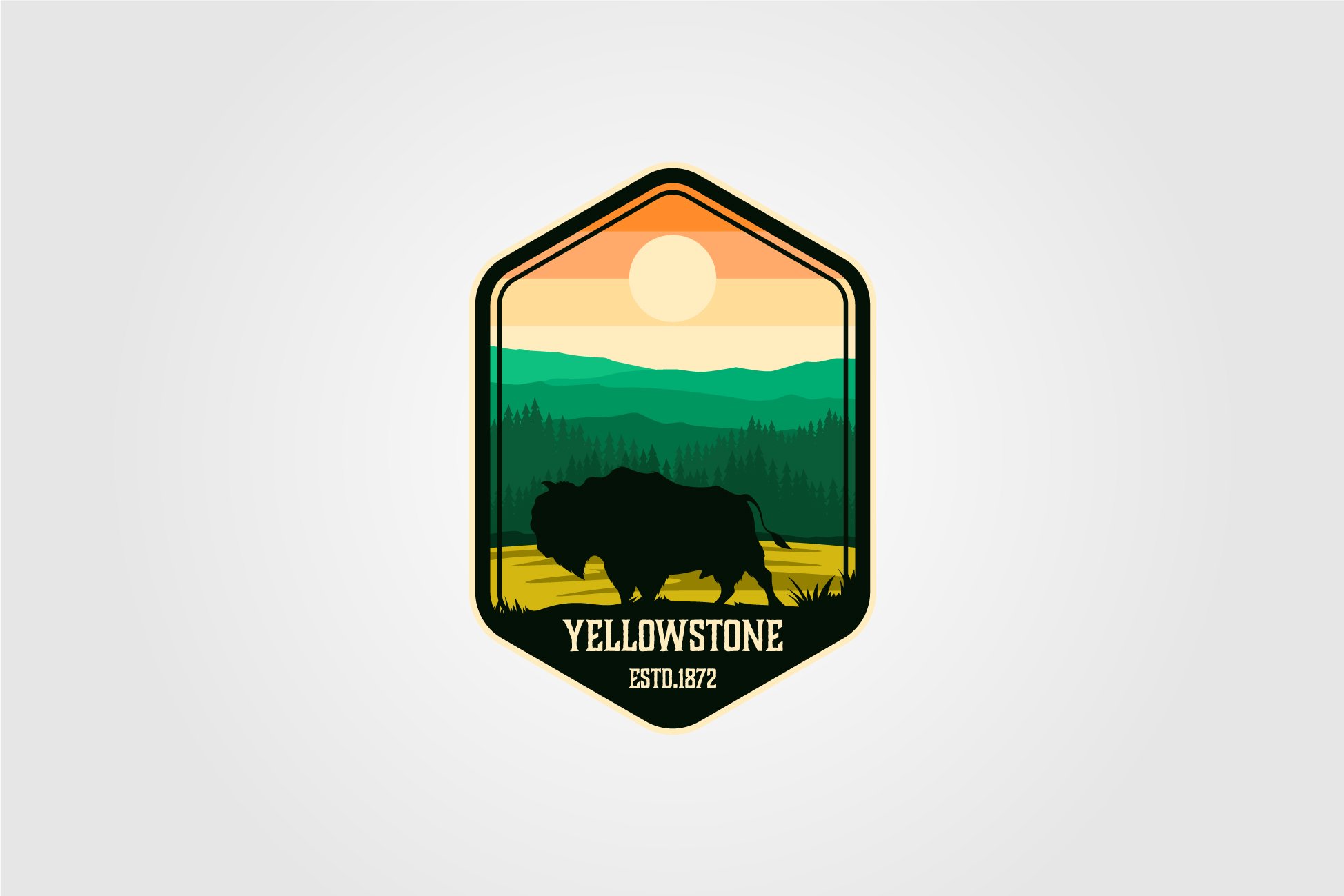 bison on yellowstone national park logo vector illustration