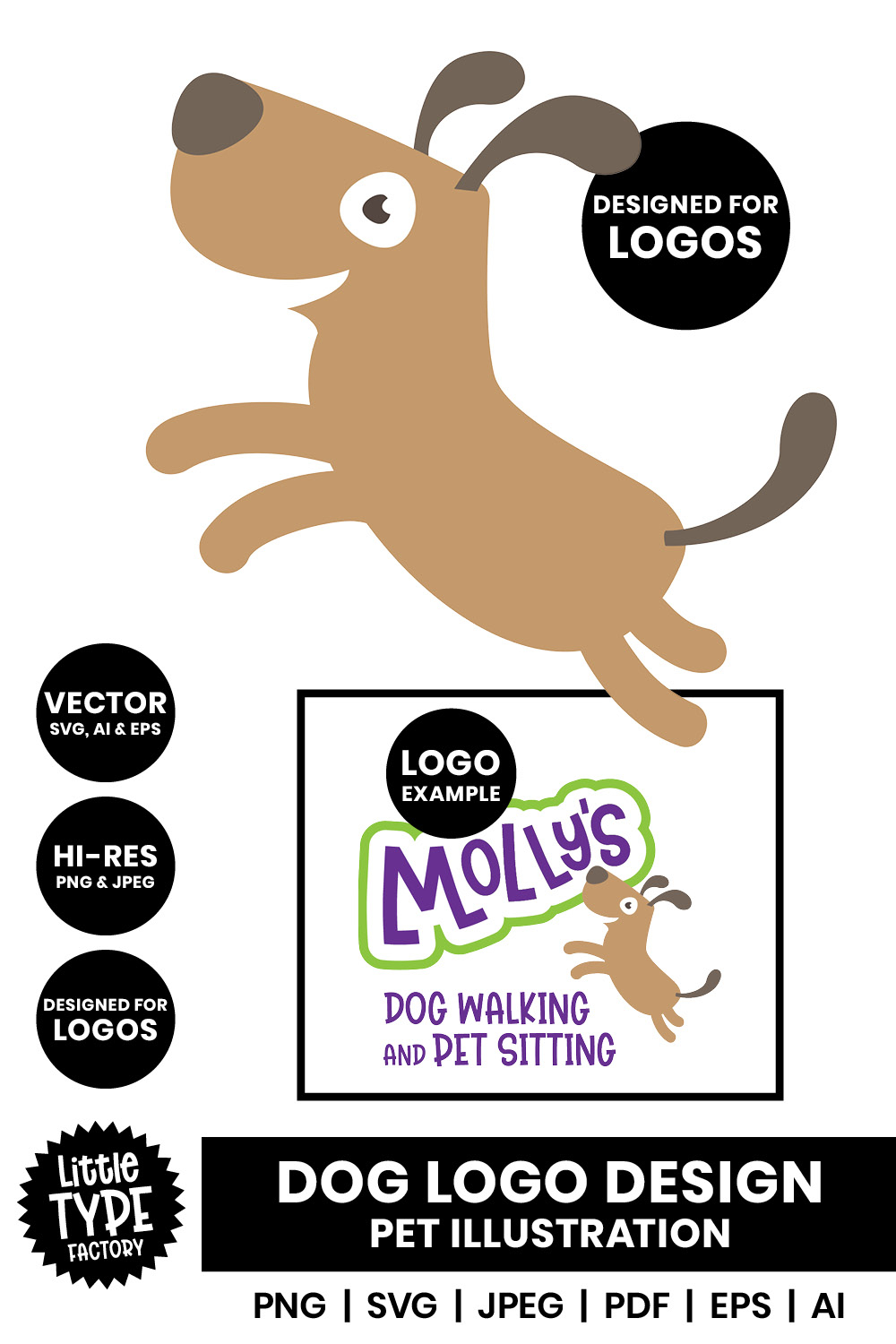 Playful Jumping Dog Logo PNG Illustration – Pet Brand Vector