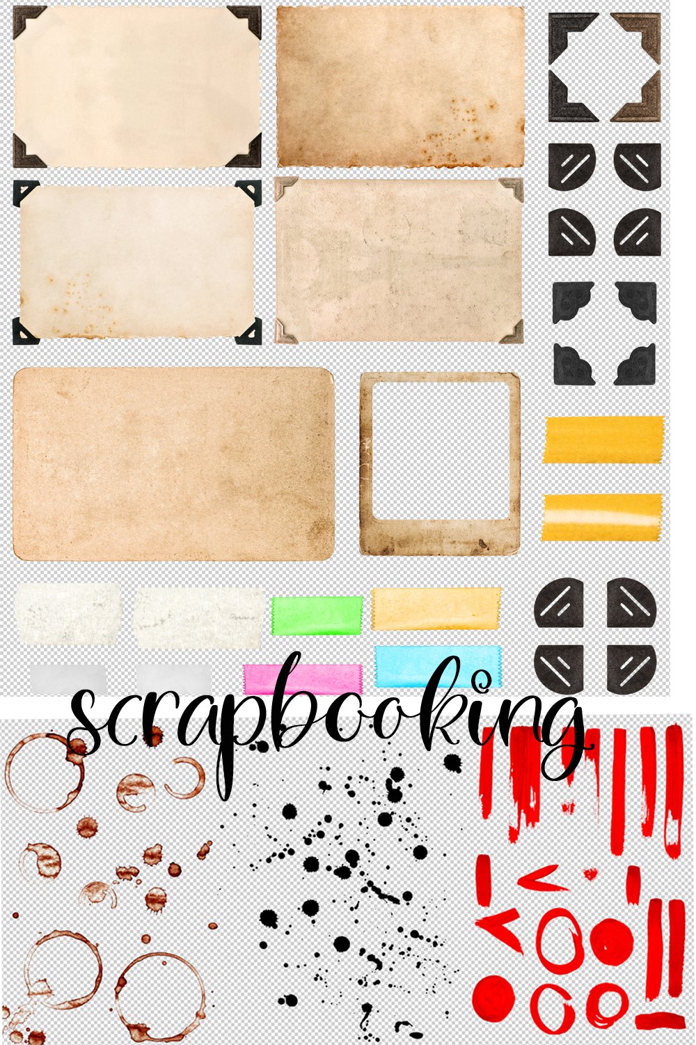 Scrapbook Junk Journal Paper photo frame corners tape strips