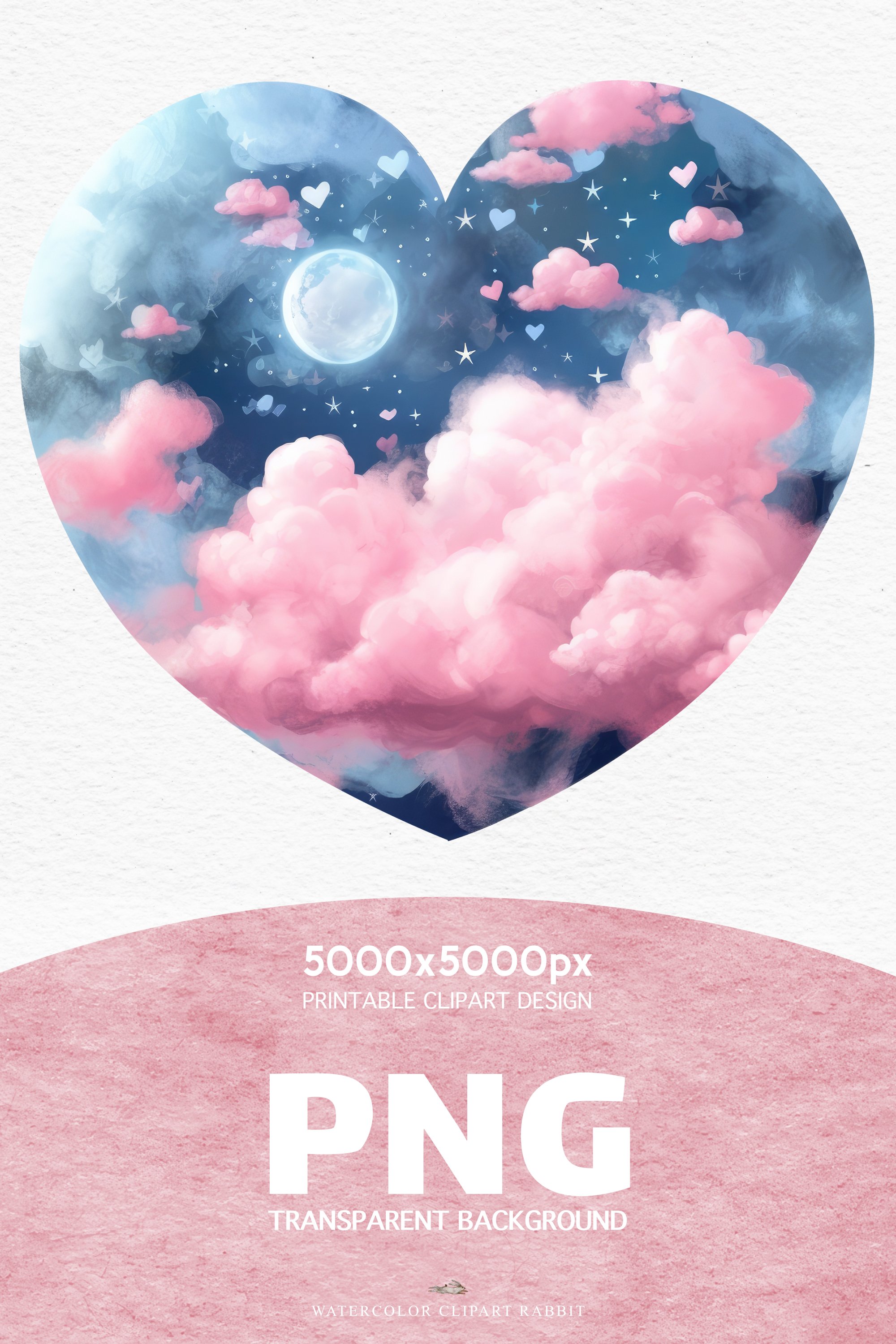 Valentine Day Heart Clouds Clipart Love Landscape PNG Decor