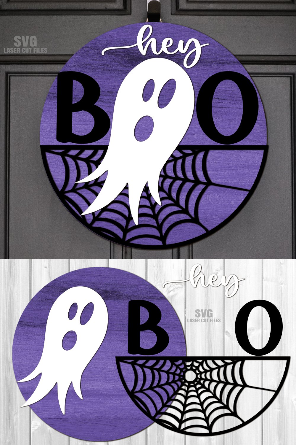 Hey Boo SVG Laser Cut Files | Halloween SVG | Ghost Sign SVG