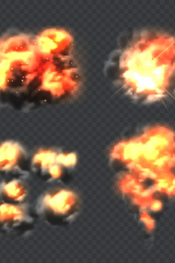 Bomb explosion. Fire realistic explosion effect light vector