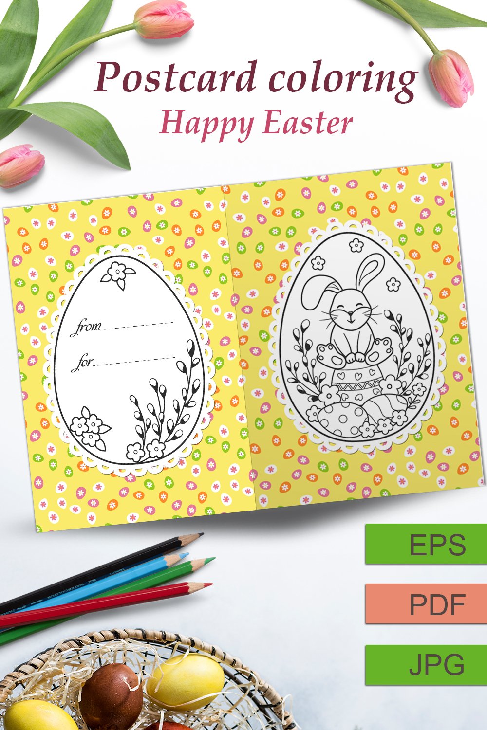 Easter card coloring Happy Easter