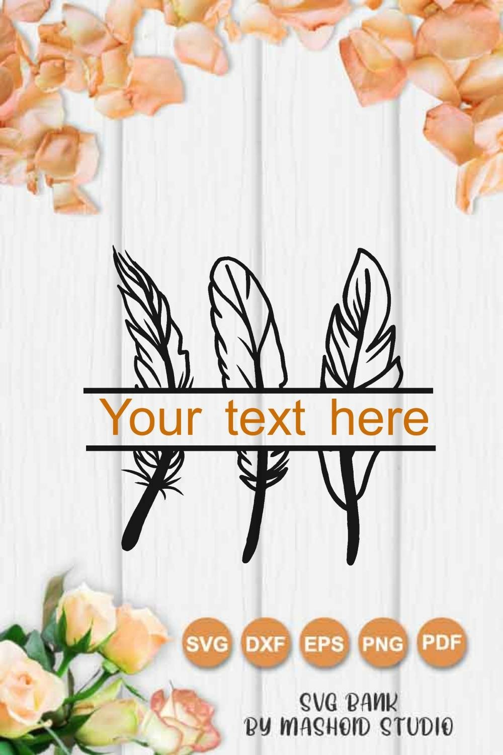 Monogram Feather SVG, Split feather Frame SVG