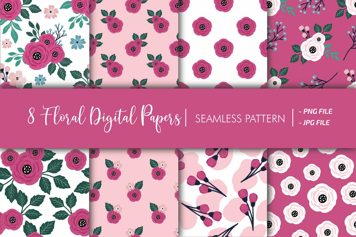 Floral Digital Papers - Floral Seamless Pattern (1651652)