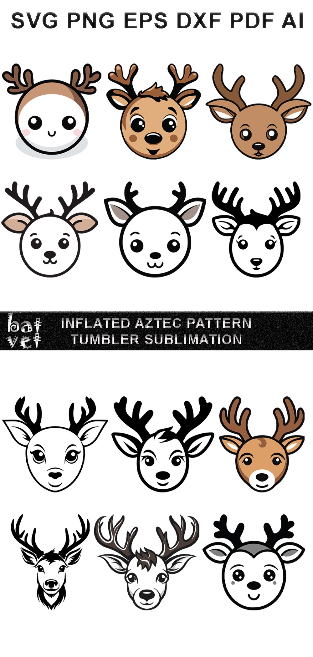 Cute Reindeer SVG| Reindeer Face Cutting Files (2687554)
