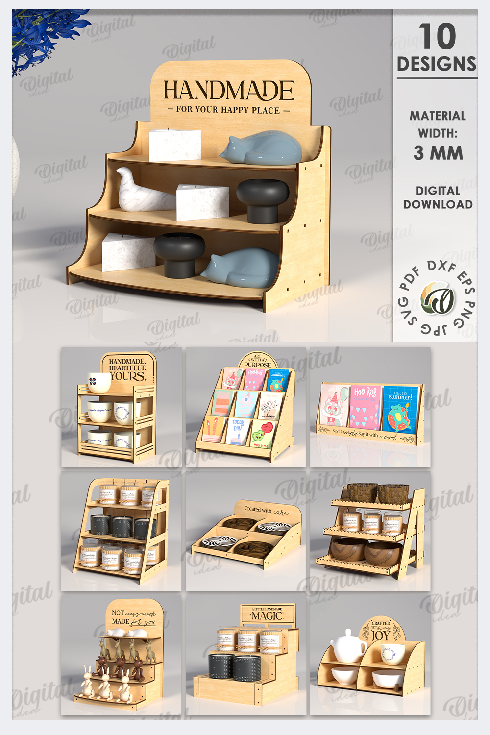 3D Display Stands Bundle Laser Cut . Wooden Stand SVG