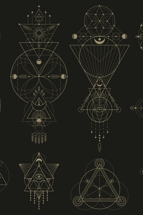 Mystic sacred geometric linear shapes, abstract (1753750)