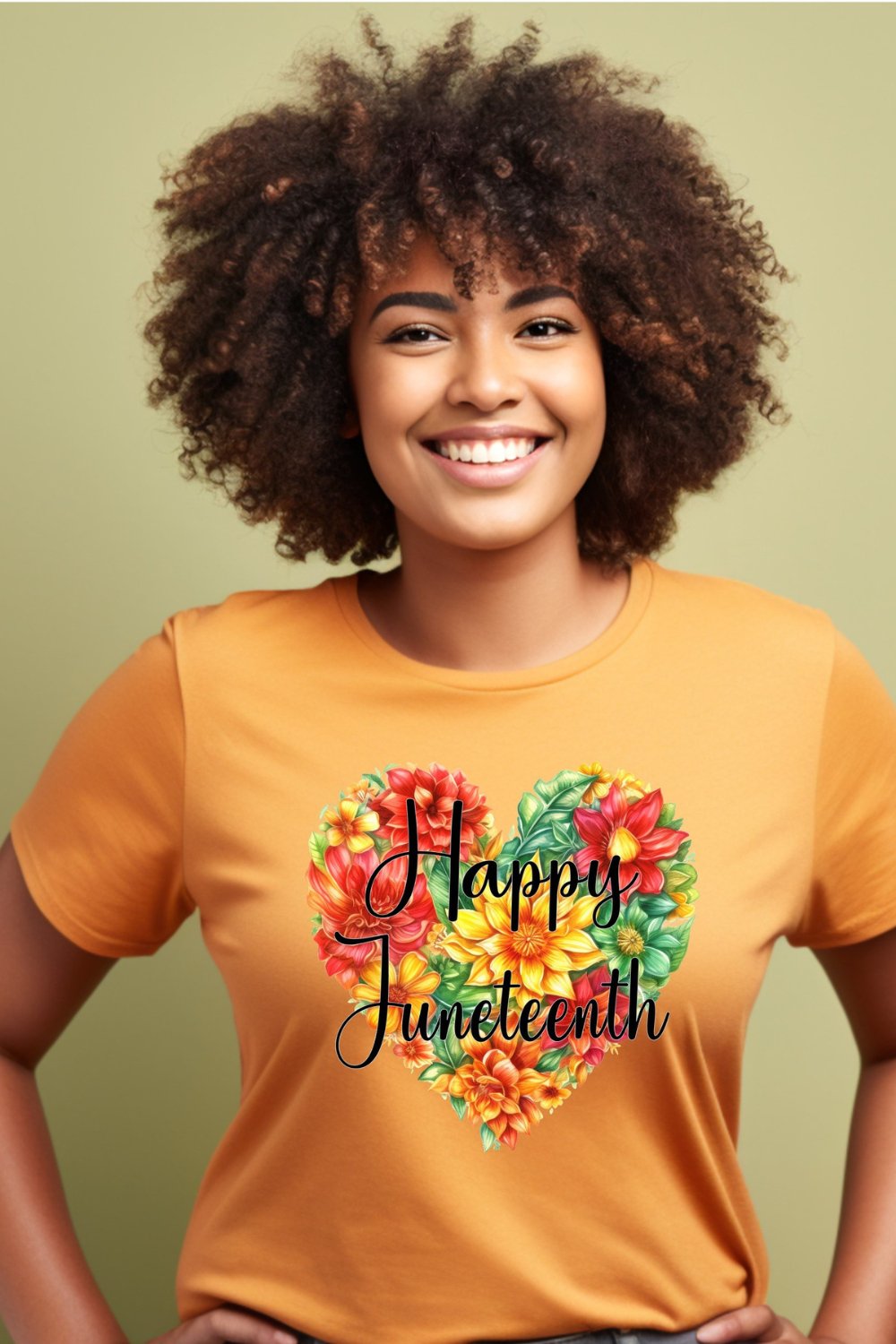 Happy Juneteenth Flora Heart, Sublimation PNG Design