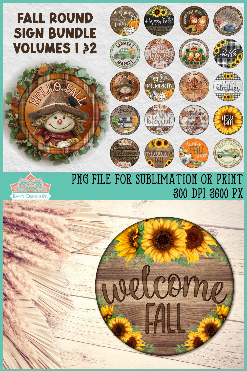 Fall Round Sign Bundle Volumes 1 & 2 | Autumn Sublimation