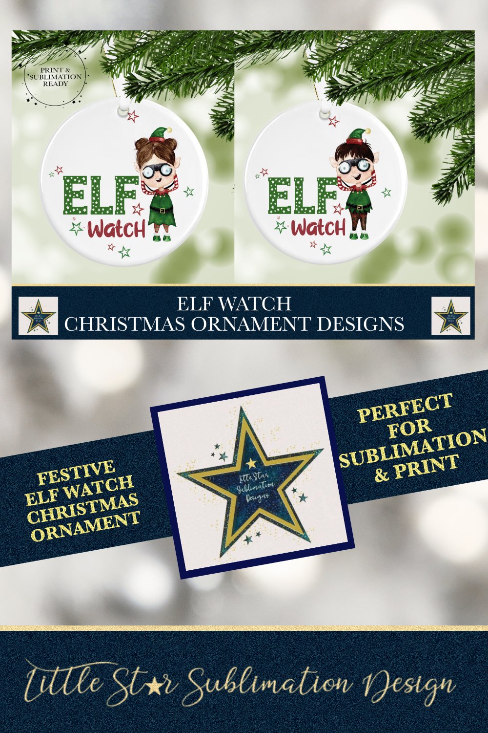 Elf WatchBoy and Girl Christmas Ornament Design