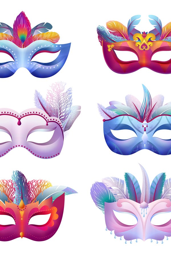 Carnival masks. Creative mask, brazil venice masquerade fest