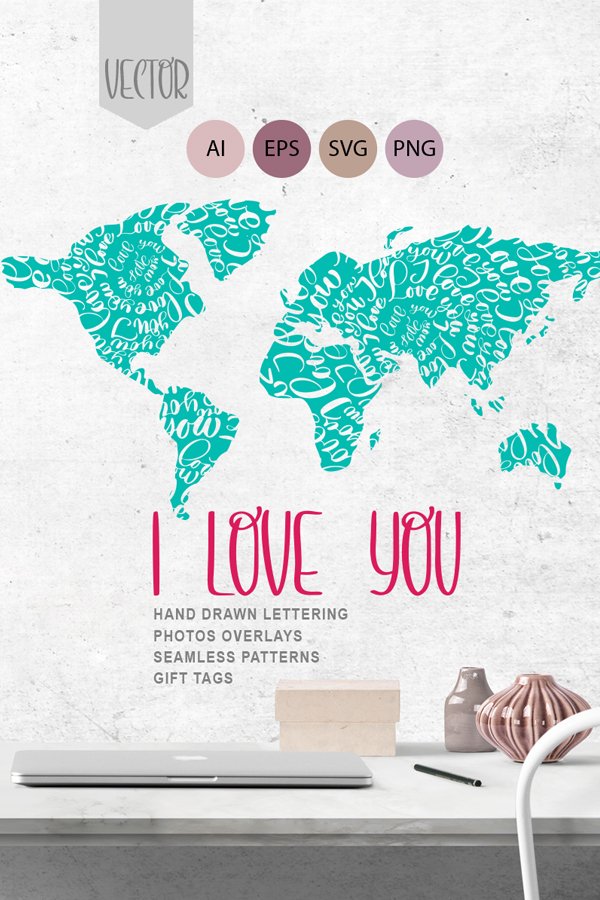 Valentines I Love You Vector Photo Overlay Collection