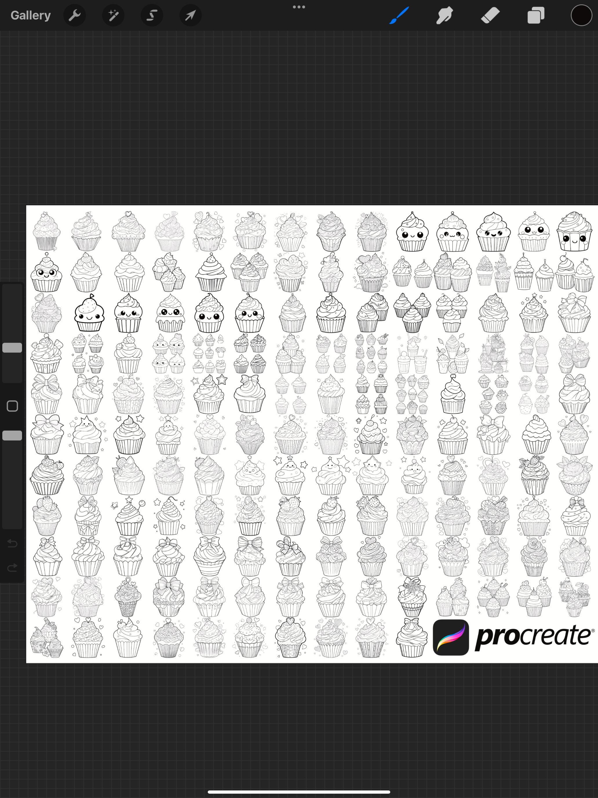 Cupcakes Set 1 Procreate Brush Stamps, 150 Cakes