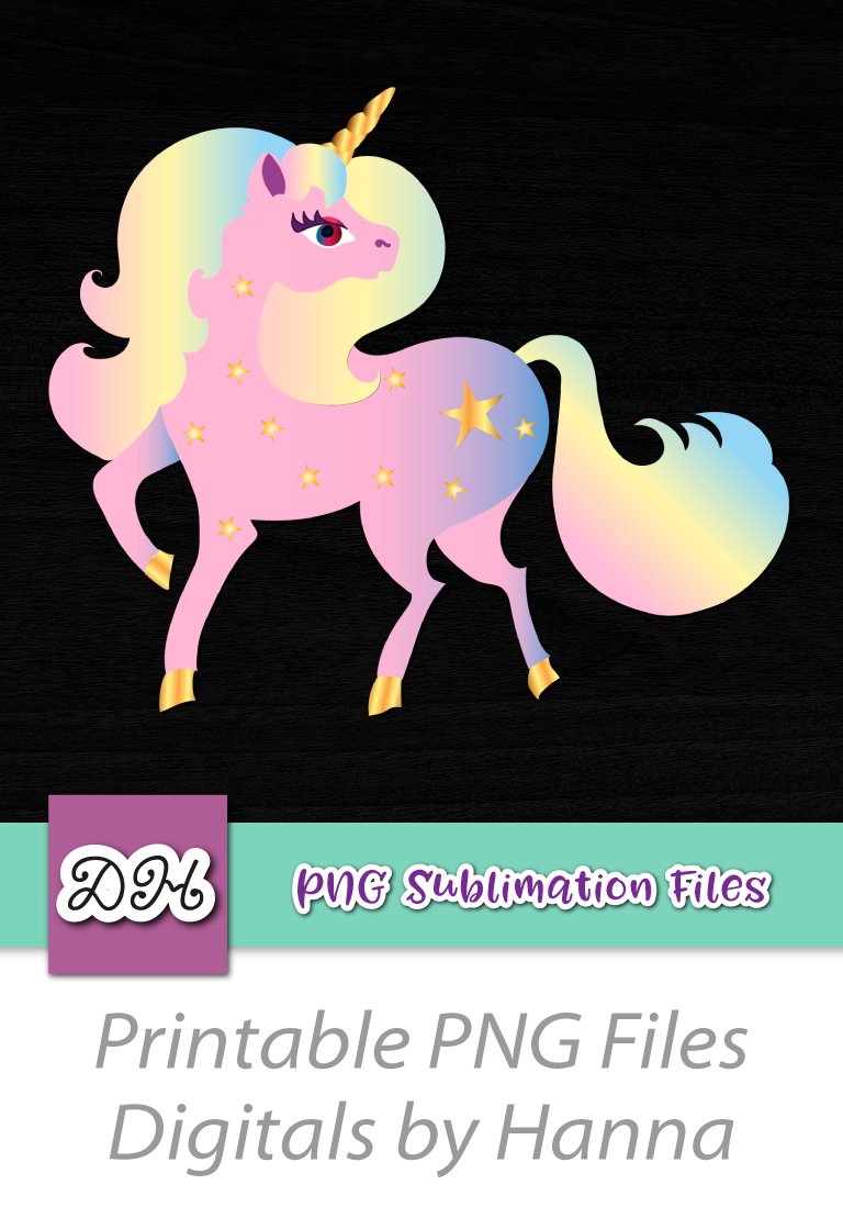 Rainbow Unicorn Clipart Sublimation Print File PNG (562468)