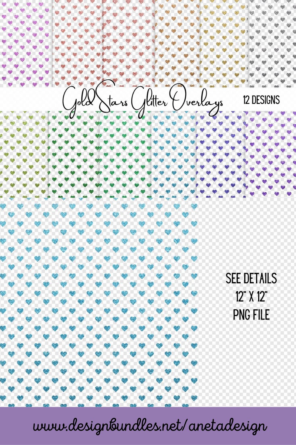 Colorful Glitter Stars Overlays