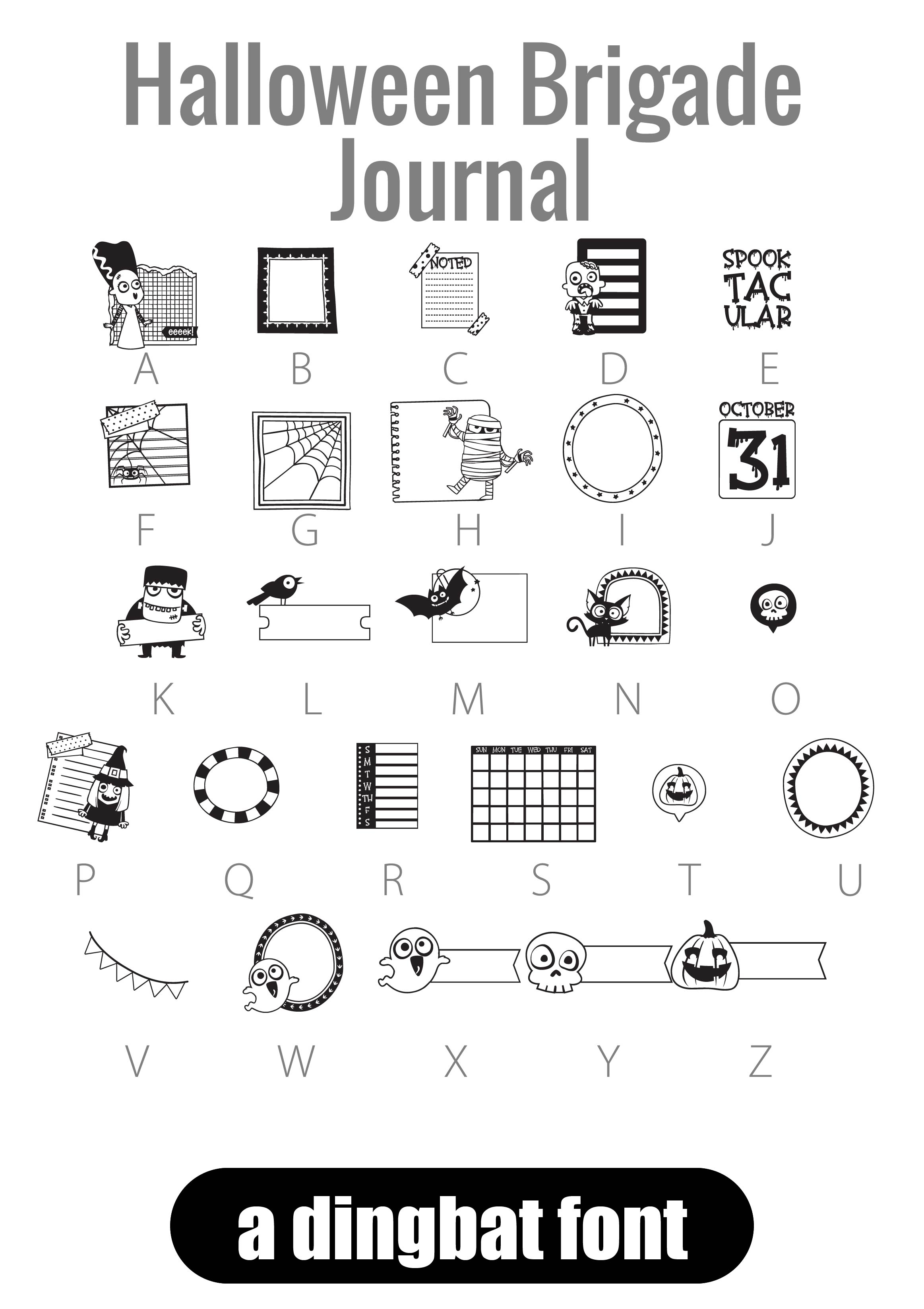 Two Halloween Dingbat Fonts with 72 creative images