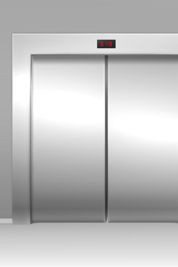 Realistic open and close elevator, buttons and floor number