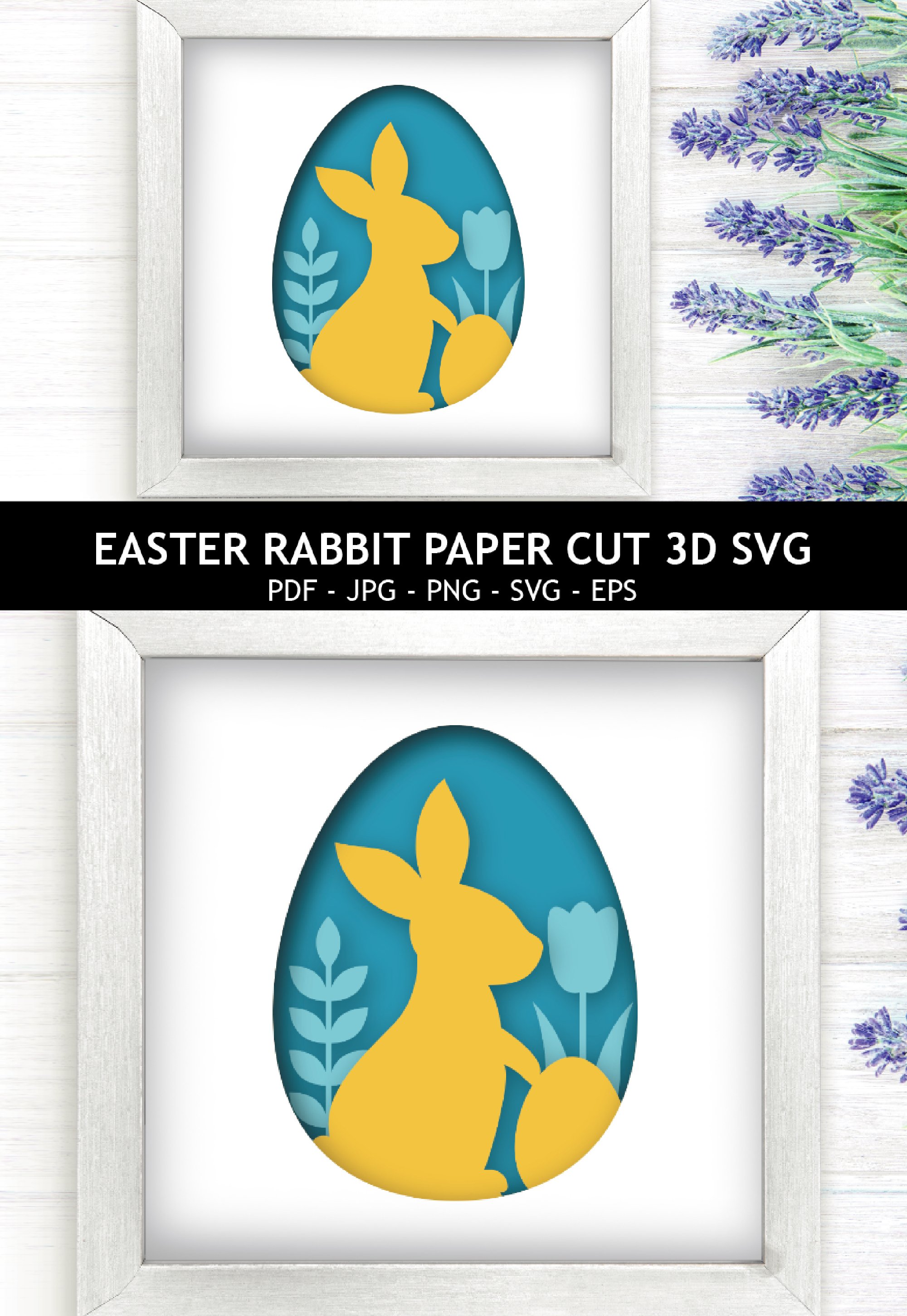 Easter bunny shadow box, SVG, 3d papercut SVG, (1286501)