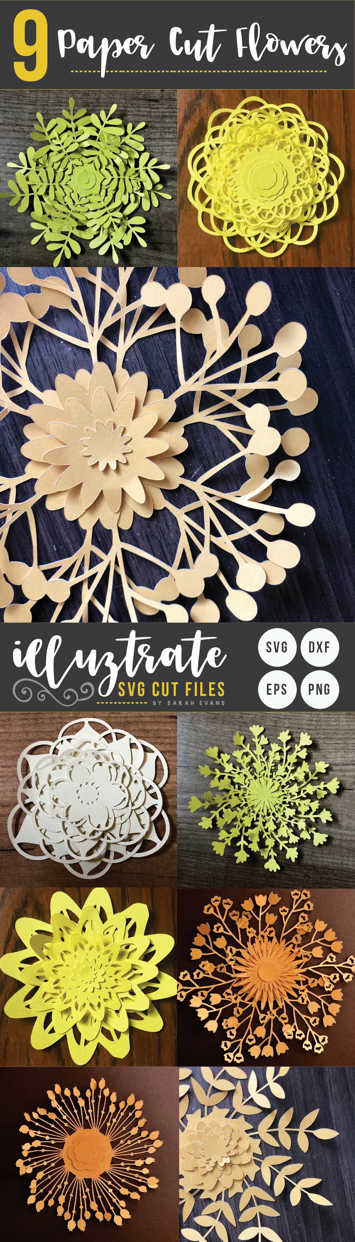 Paper Cut Flowers Template Bundle | Paper Flower (254775)