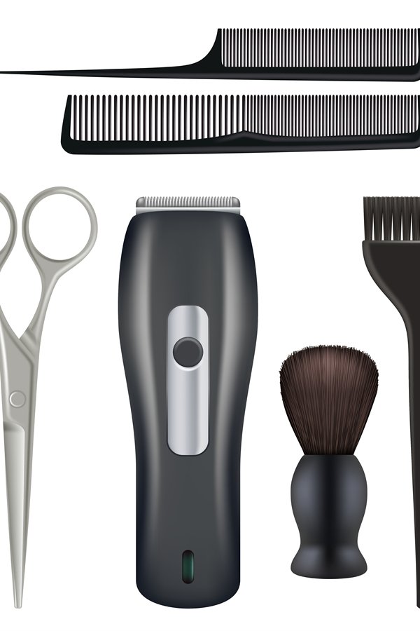 Barbershop realistic. Barber tools hairdresser beauty fashio