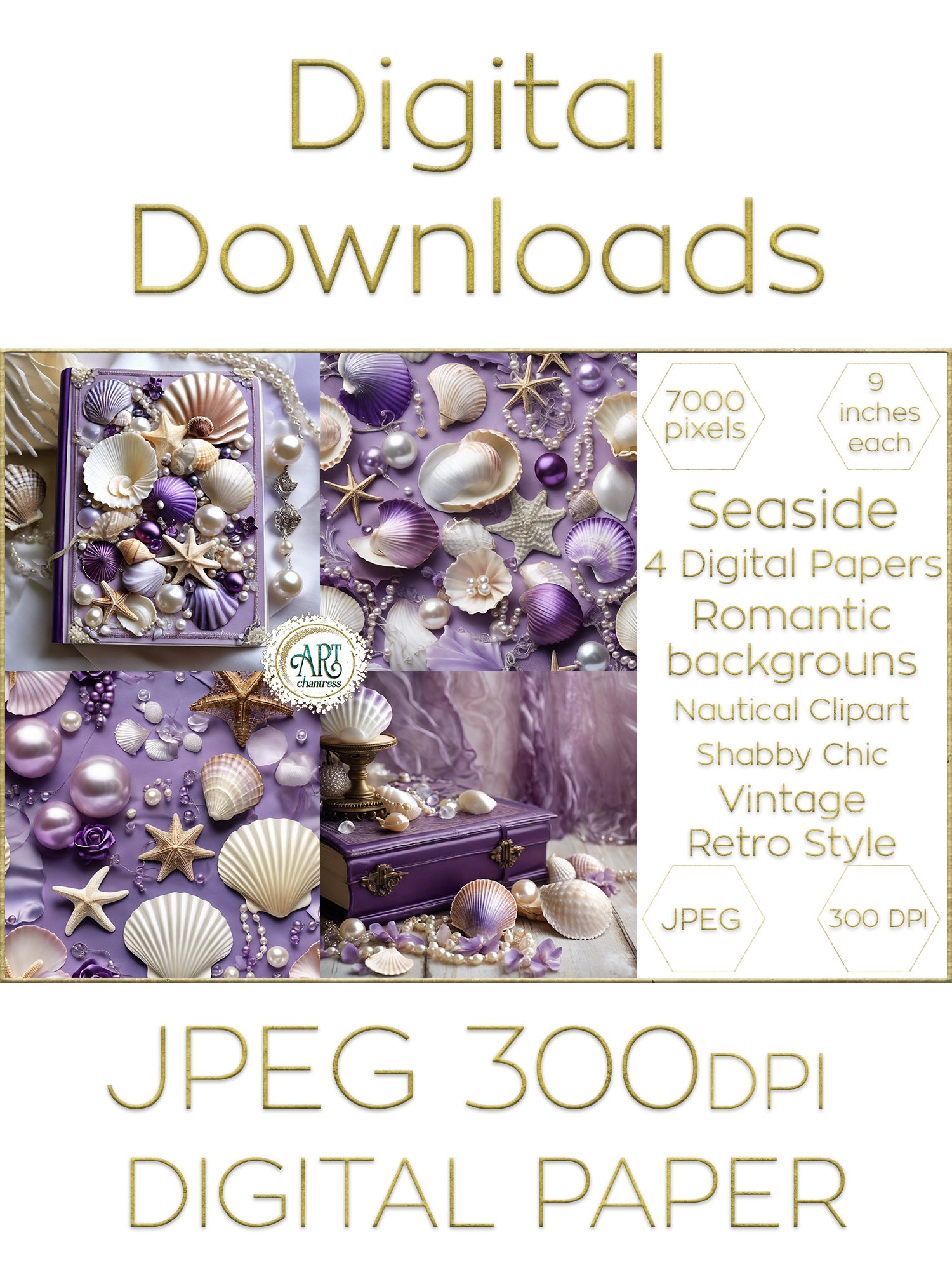 Vintage Cosy Beach Seaside Romantic Digital Papers (3940241)