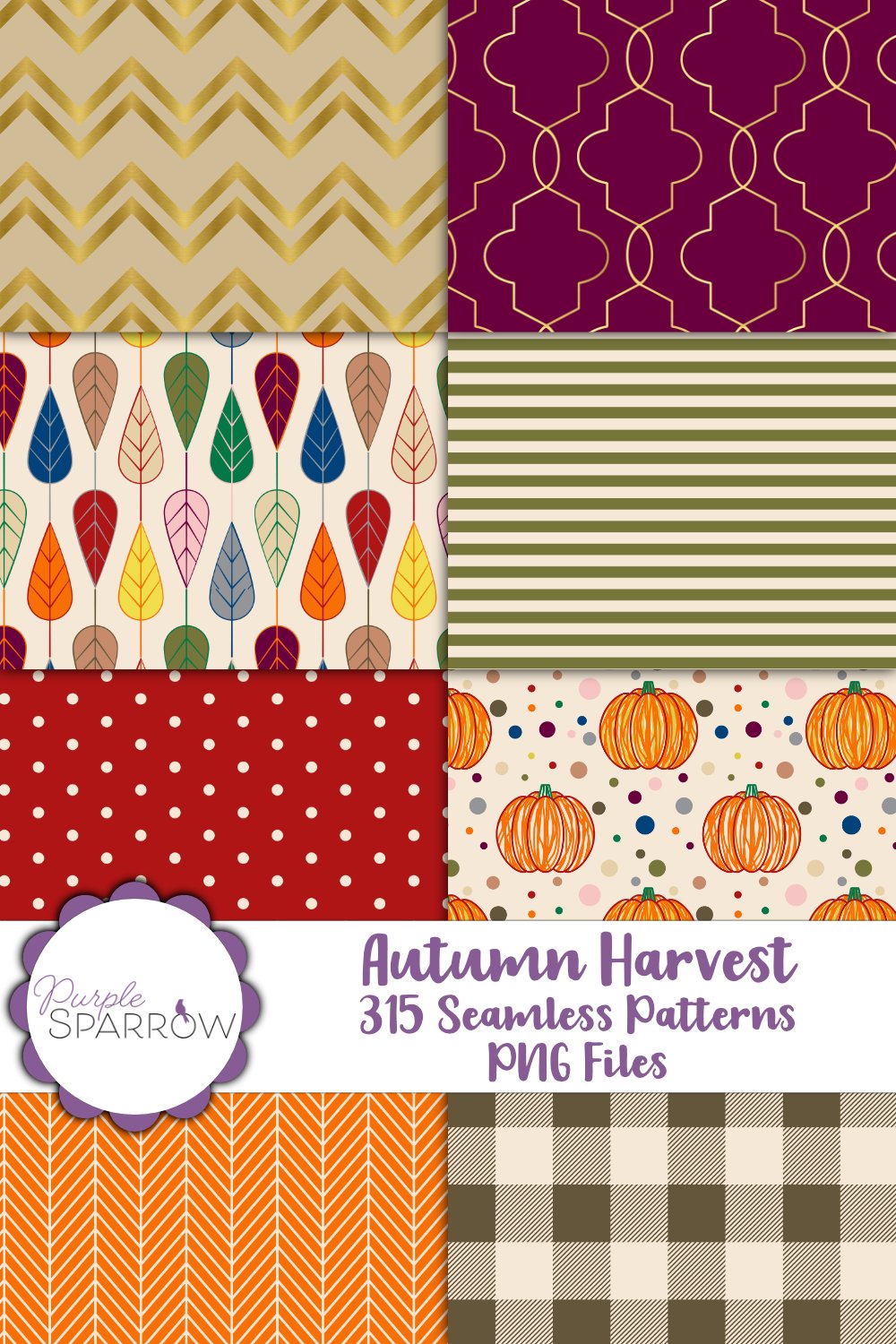 Autumn Harvest Seamless Pattern Collection | 315 PNG Files