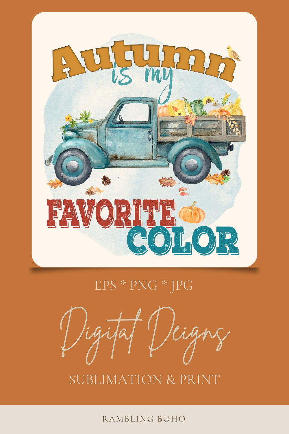 Autumn Truck Fall Sublimation Png