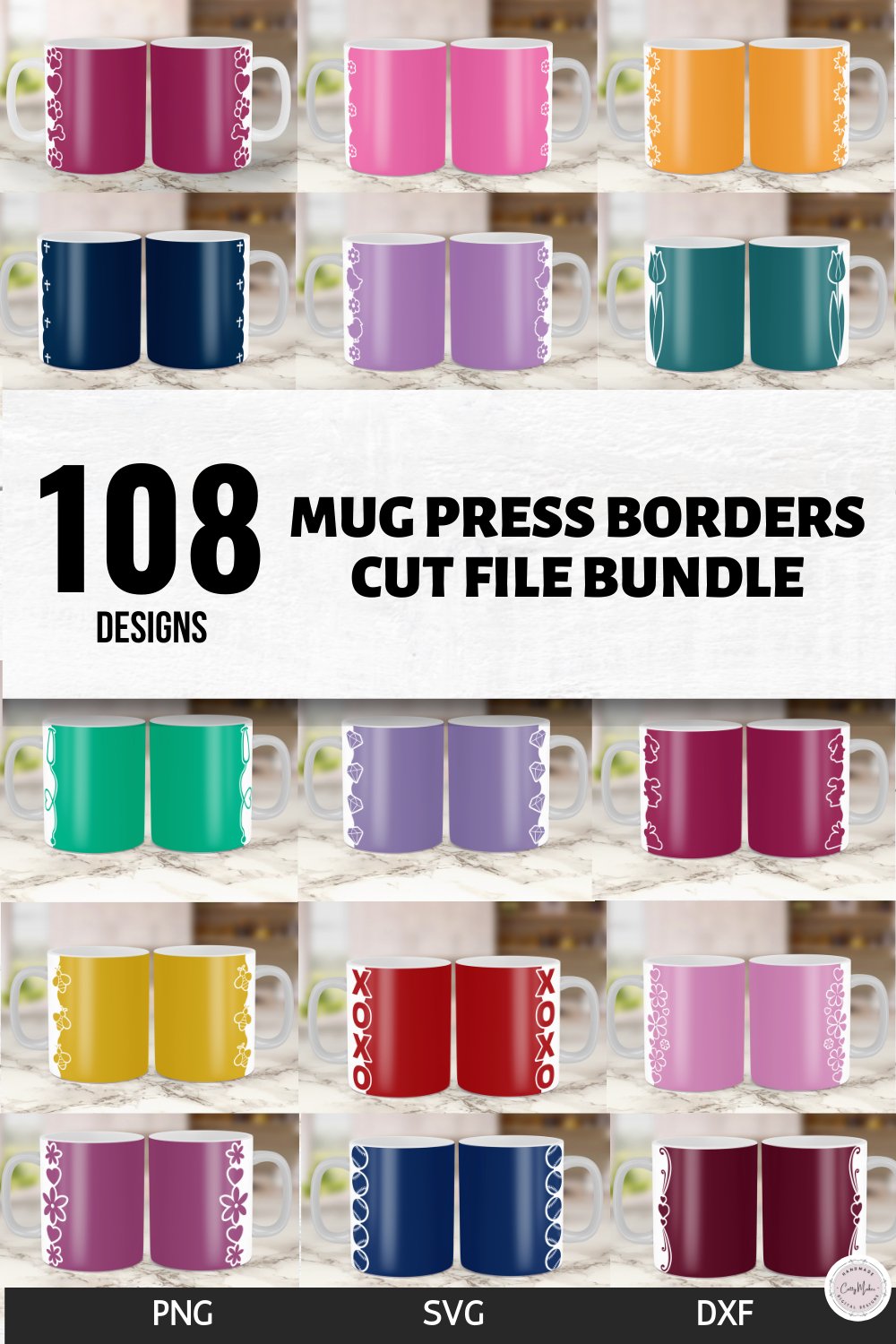 108 Cricut Mug Press Border Template Designs SVG | DXF | PNG