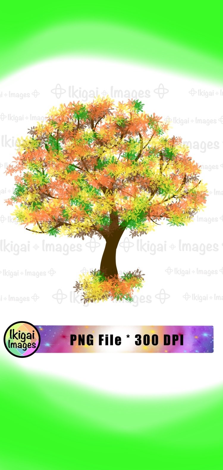 Autumn Tree PNG, Fall Sublimation, Colorful Forest Clipart