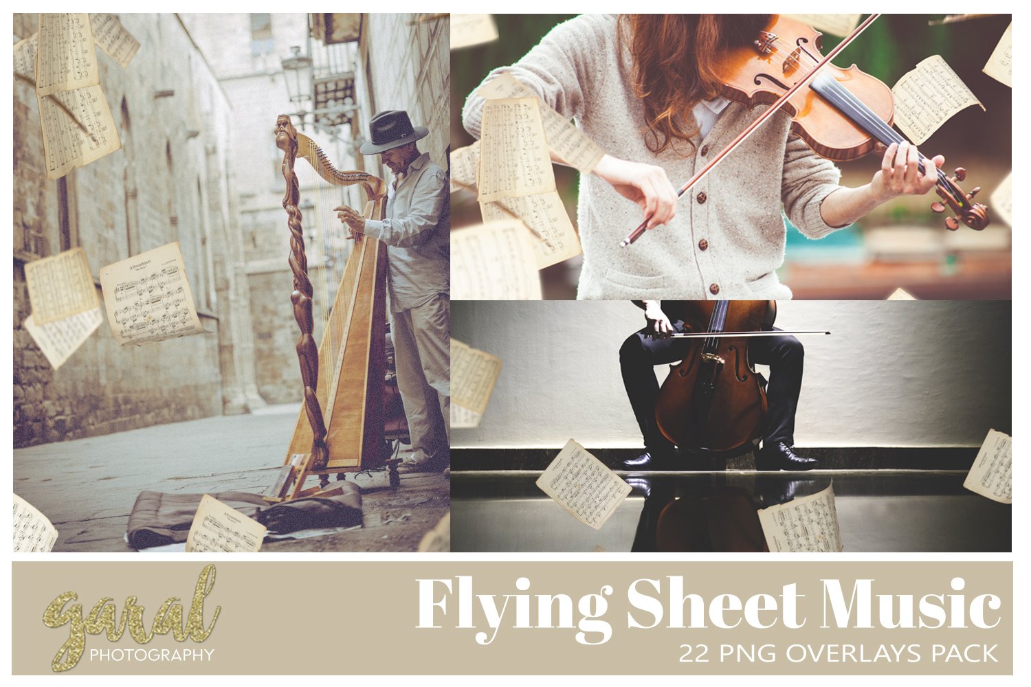 22 FLYING SHEET MUSIC Digital Overlays