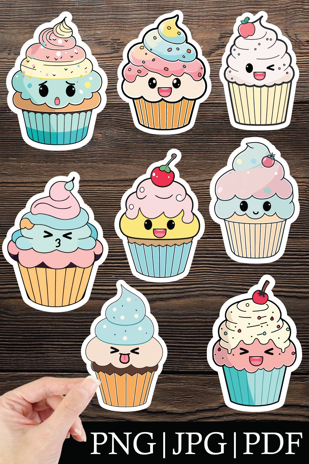Cupcake Stickers PNG, Cupcake Stickers Bundle (2581600)