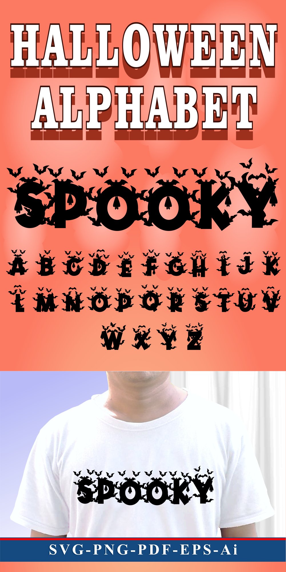 Halloween Alphabet Letters SVG, Bats Halloween Font SVG